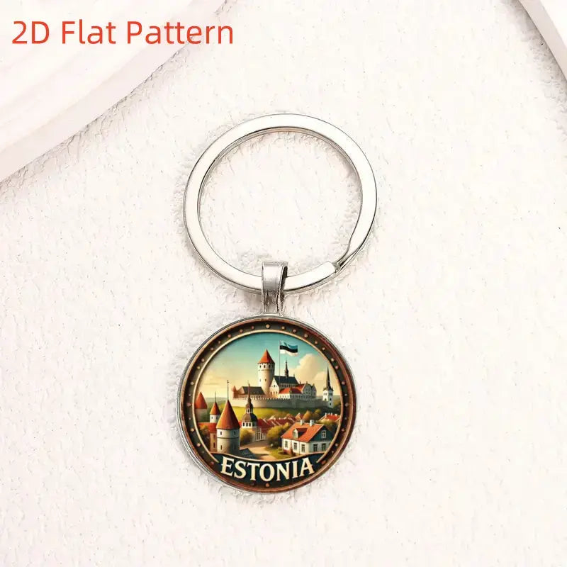 2D Flat, Vintage Estonia Medieval Castle Keychain – BalticHaus